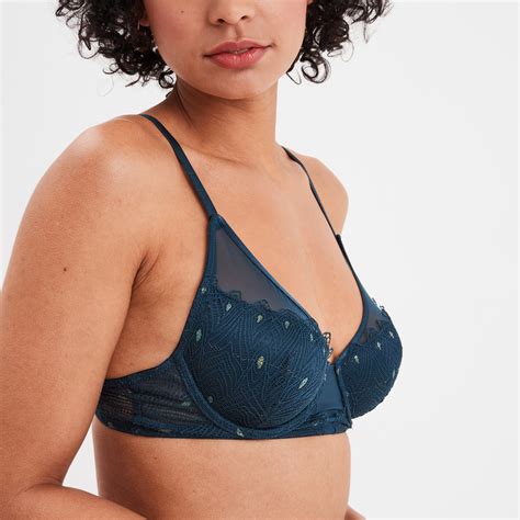 Soutien gorge emboîtant paddé dentelle bleu canard femme La Halle