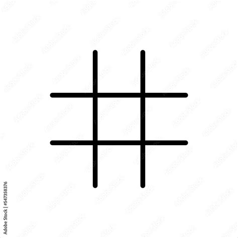 Pixel Perfect Black Thin Line Icon Of A Blank Tic Tac Toe Editable
