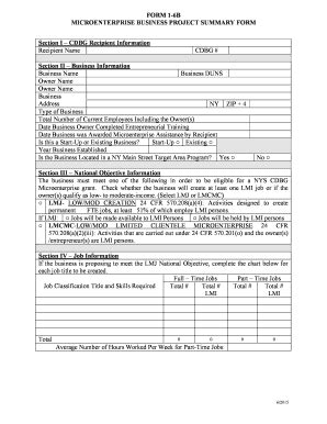 Fillable Online Nyshcr FORM 1 6B MICROENTERPRISE BUSINESS PROJECT