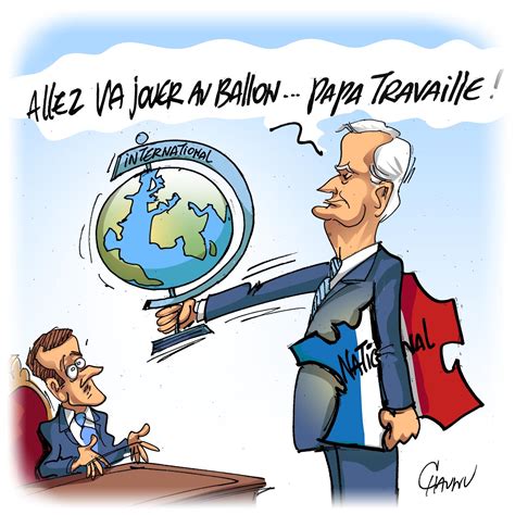 Lactualité vue par Chaunu Michel Barnier et Emmanuel Macron chacun
