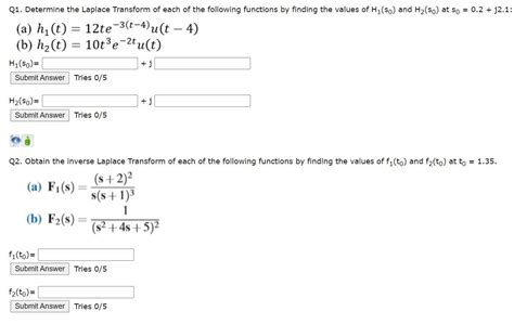 solved q1 determine the laplace transform of each of the
