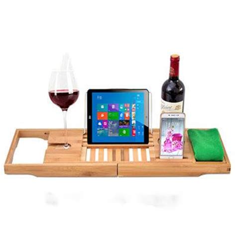Adjustable Bamboo Wooden Bath Tub Bathroom Tray Shelf Bathtub Bridge