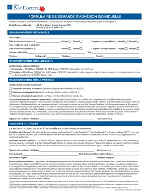 Remplissable En Ligne Formulaire De Demande D Adh Sion Individuelle
