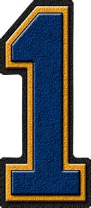 Presentation Alphabets Royal Blue Gold Varsity Numeral 1