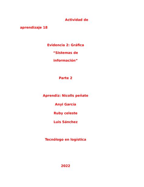 Actividad De Aprendizaje 18 Evidencia 2 Parte 2 Actividad De