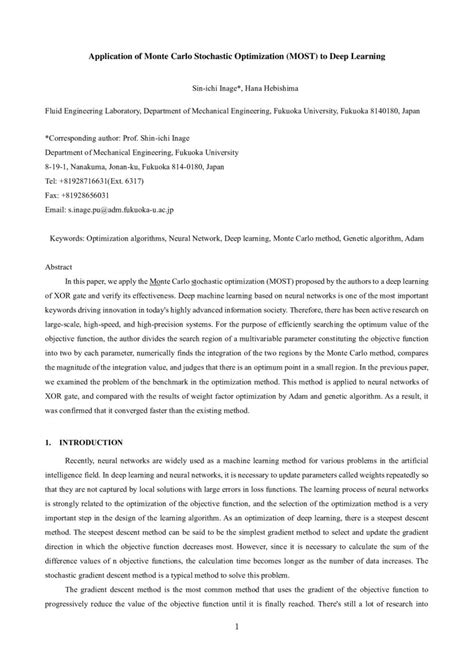 application of monte carlo stochastic optimization most to deep learning deepai
