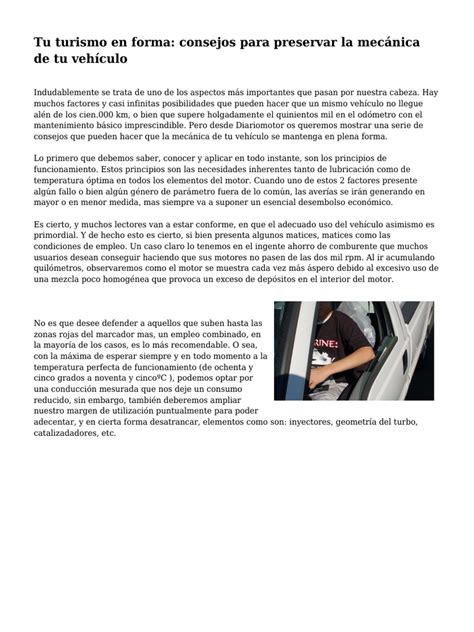 PDF Tu Turismo En Forma Consejos Para Preservar La Mec Nica De Tu
