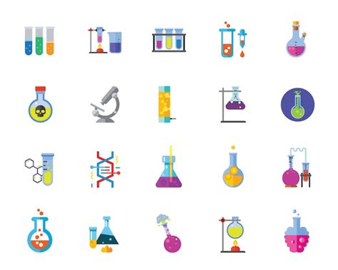 Conjunto de iconos de química Vector Gratis
