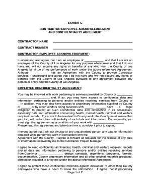 Fillable Online Lacdmh Lacounty EXHIBIT C CONTRACTOR EMPLOYEE