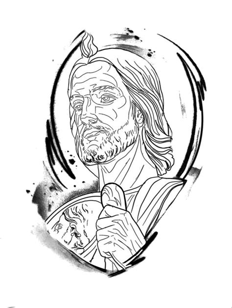 San Judas Stencil Tattoo Tatuajes Religiosos San Tatuaje Ojo De