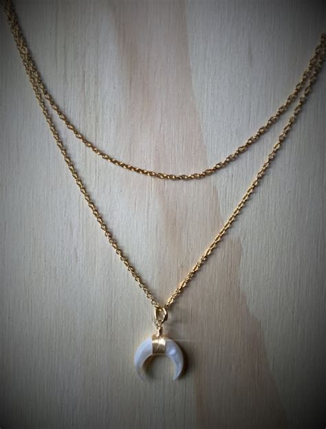 Mother Of Pearl Crescent Moon Necklace Wyldling