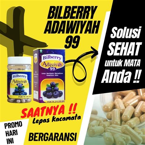 Obat Mata Plus Minus Herbal Ekstrak Bilberry 60 Kapsul Adawiyah 99
