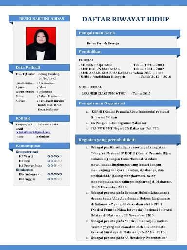 Detail Contoh Cv Bahasa Indonesia Fresh Graduate Koleksi Nomer 3