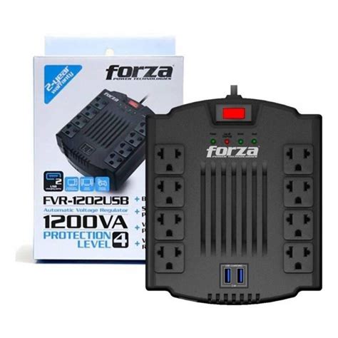 ESTABILIZADOR FORZA 1200VA 8 TOMAS 2 USB regulador automático de