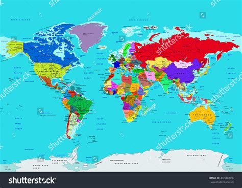 World Map Political In High Details Vector Royalty Free Stock