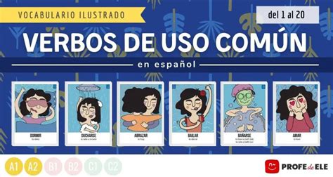 Vocabulario de los verbos en español ilustrado del 1 al 20 ProfedeELE