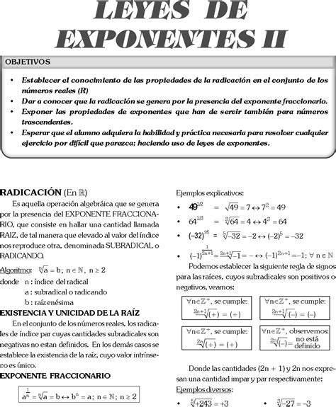 Teoria De Exponentes Ejercicios Resueltos Pdf