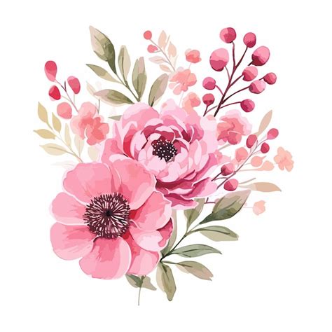 Buquê de flores em aquarela rosa vetor Premium gerado IA