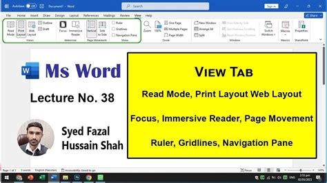 38 view tab in ms word read mode print layout web layout immersive page movement