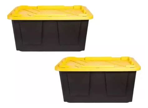 Greenmade 2 Cajas Plástico Uso Rudo Almacenamiento 45 L C u Color Negra