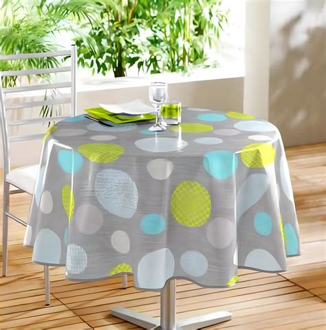 Nappe Ronde Toile Cirée Atolls 160cm Anis