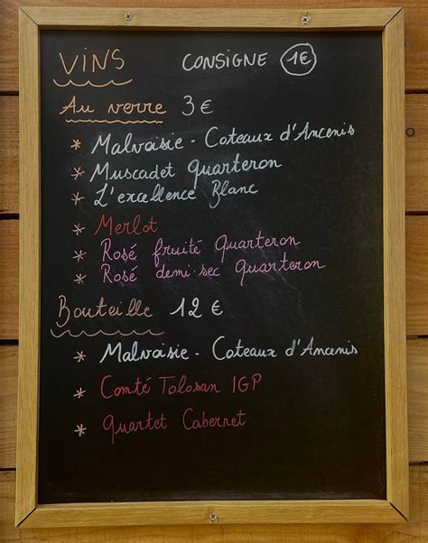 Menu au Guinguette De L éperon pub et bar Ancenis