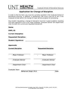 Application For Change Of Discipline Doc Template Pdffiller