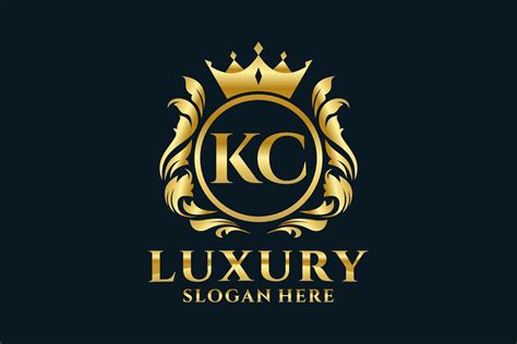 Initial KC Letter Royal Luxury Logo Template In Vector Art For