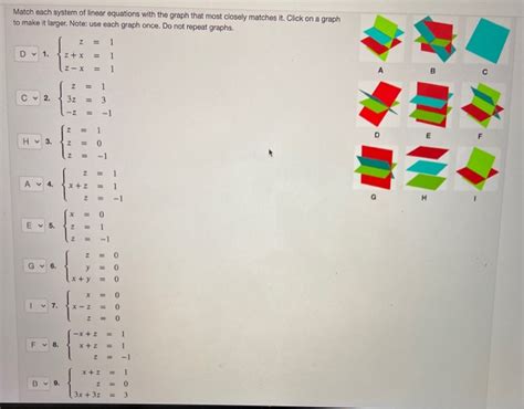 solved match each system of linear equations with the graph