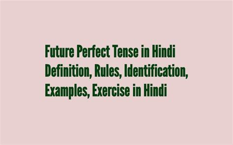 Future Perfect Tense In Hindi Definition Identification Rules