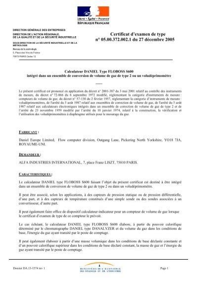 Certificat D Examen De Type N Du Dgcis