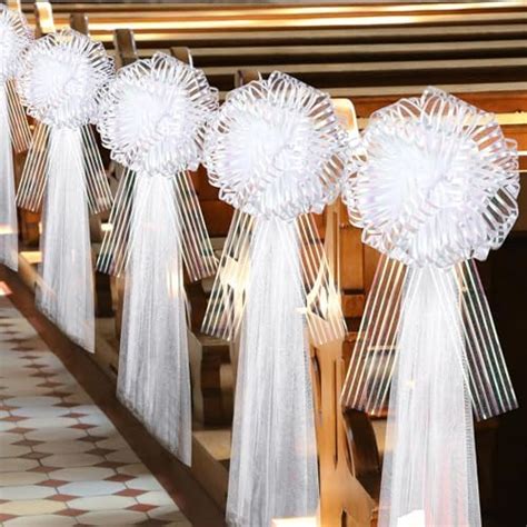 Amazon Dingion 30 Set Large Wedding Pew Bows Tulle Bows With 47