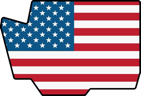 Outline Drawing Of Washington State Map On Usa Flag 22130300 PNG