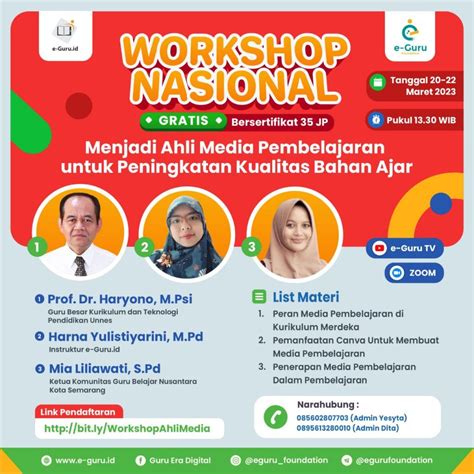 Gratis Workshop Nasional Bersertifikat 35 JP Menjadi Ahli Media