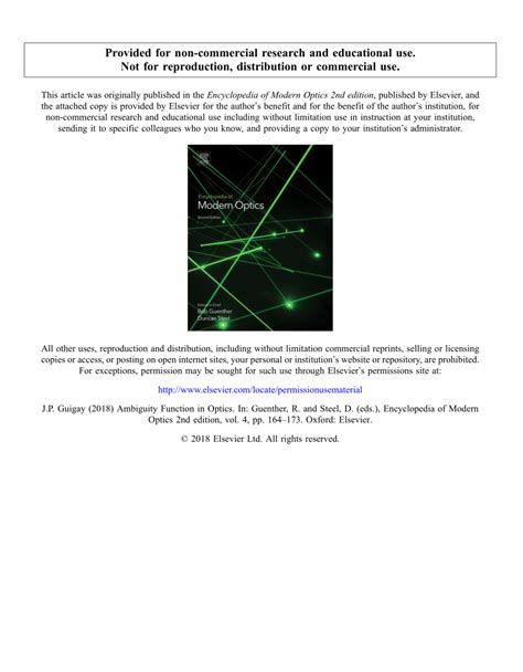 pdf ambiguity function in optics