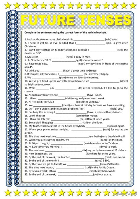 Future Tenses Review General Gramm Fran Ais Fle Fiches Pedagogiques