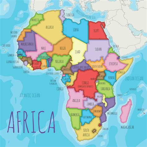 Pol Tico Frica Mapa Vector Ilustraci N Con Diferente Colores Para Cada