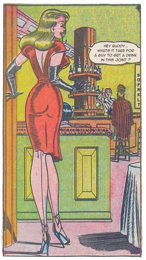 A Woman In A Red Dress Standing Next To A Man