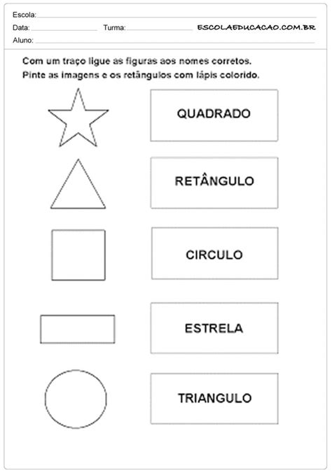 Atividades formas geométricas Atividades Educativas Escola