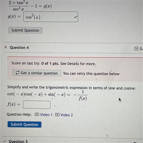 simplify and write the trig expression in terms of sin and cos