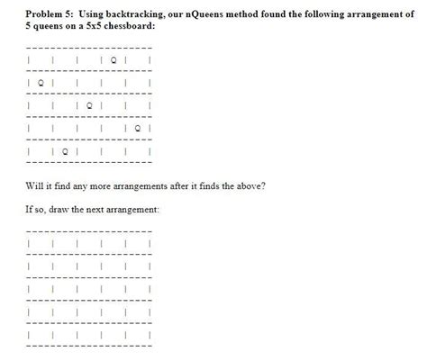 solved problem 5 using backtracking our nqueens method