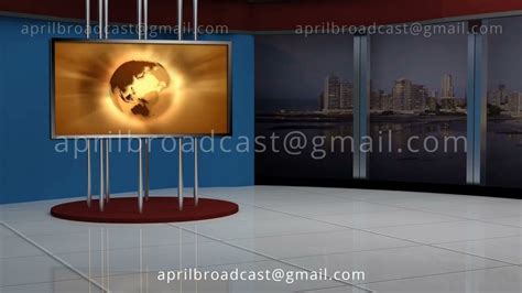 News Tv Studio Set Virtual Green Screen Background Loop Green