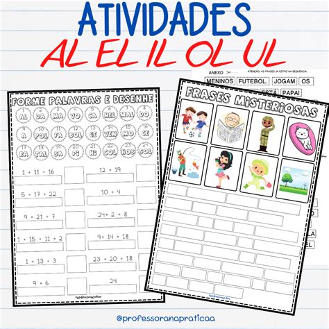 Atividades AL EL IL OL UL Patrícia da Silva Professora na pratica