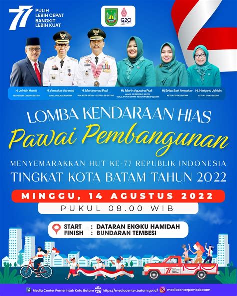 Semarakan HUT Ke 77 RI Pemko Batam Gelar Lomba Kendaraan Hias Pawai