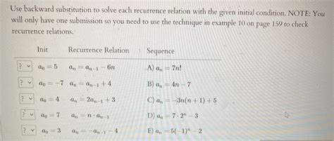 solved use backward substitution to solve each recurrence