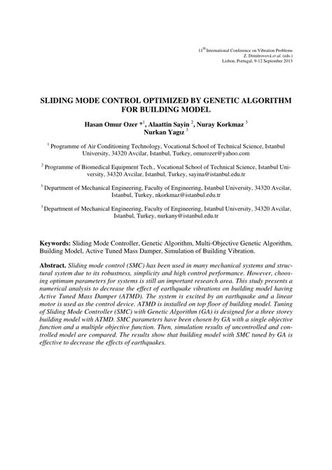 [pdf] sliding mode control optimized by genetic algorithm for building model