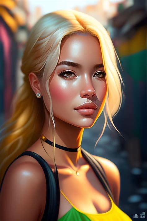 Lexica Elegant Girl Brazilian Blonde In Urban Outfit In Favela Do