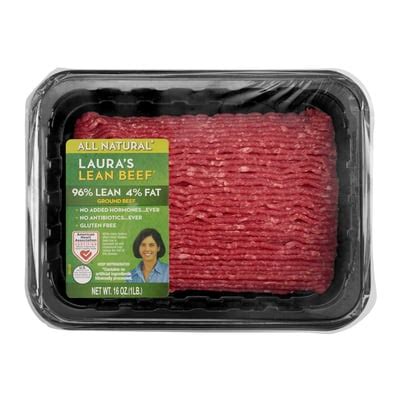 Lauras Beef Laura S Lean Ground Beef 96 Lean 4 Fat 16 Ounces
