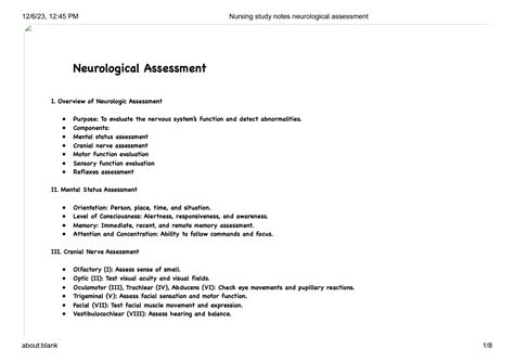 Solution Nursing Study Notes Neurological Assessment Studypool