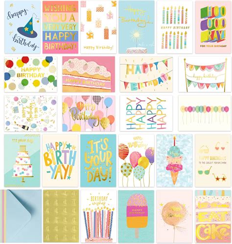 Amazon Unique Gold Foil Happy Birthday Cards Bulk Assortment